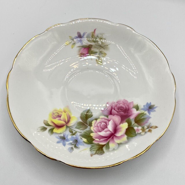 Regency England Bone China Rose Pattern Tea Cup and Saucer Set - Etsy