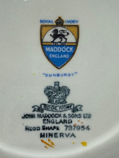 Vintage Royal Ivory Maddock England SUNBURST Plate - Etsy