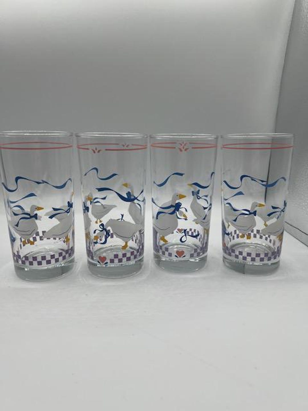 Four Vintage Goose Glasses - Etsy
