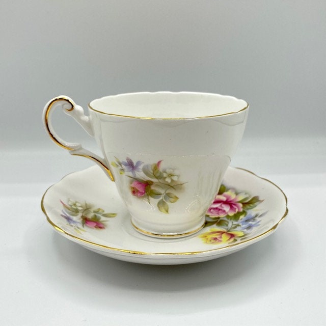 Regency England Bone China Rose Pattern Tea Cup and Saucer Set - Etsy