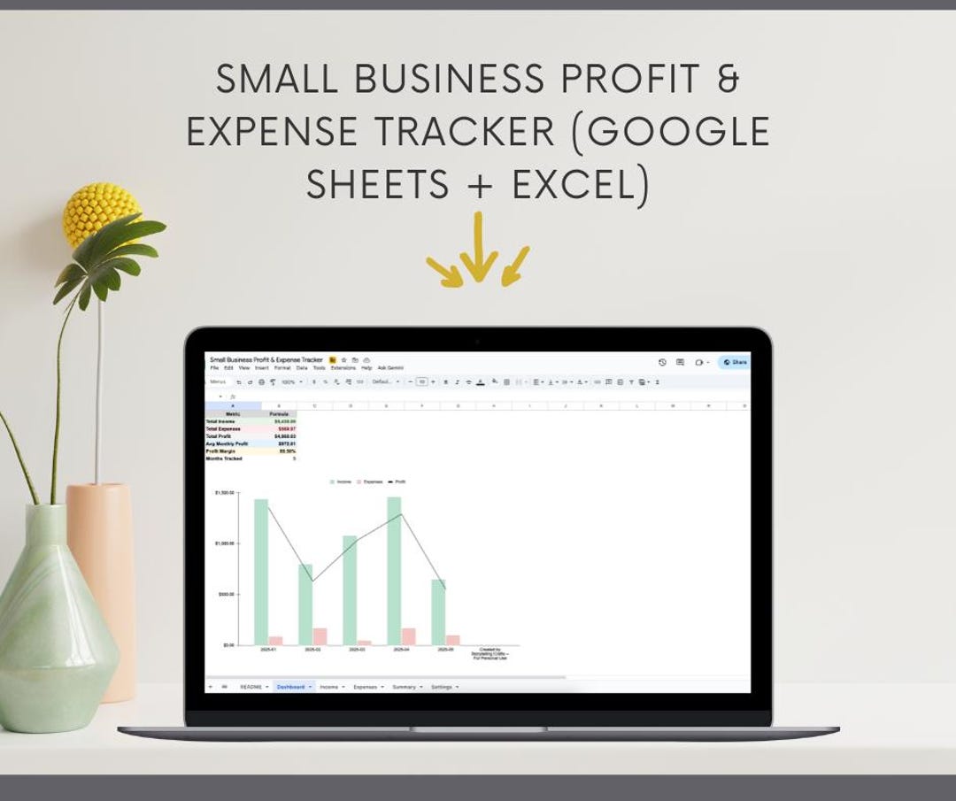 Small Business Expense Tracker | Google Sheets Profit & Income Template ...