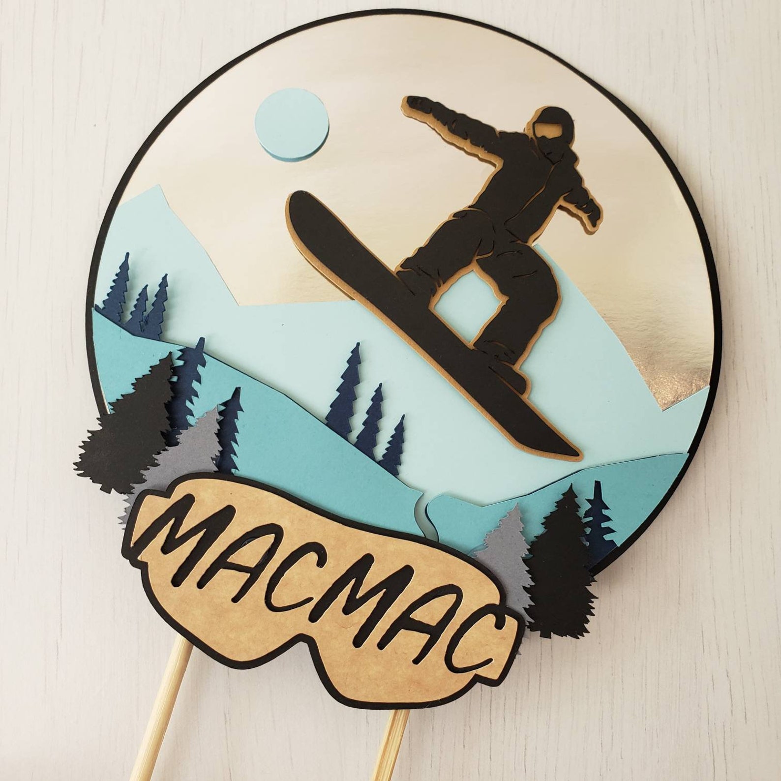 Snowboarding Themed Cake Topper - Etsy