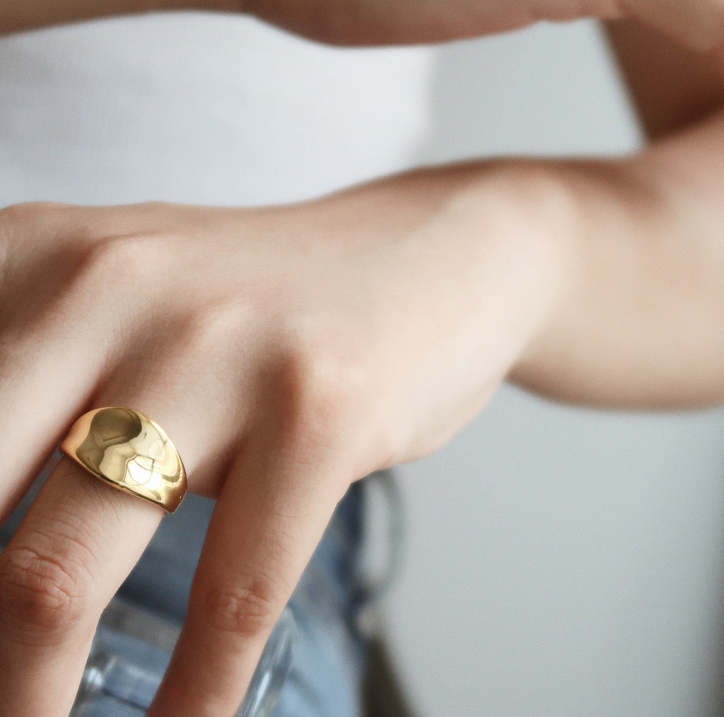 18K Gold Filled Chunky Ring Gold Stacking Ring Gold Signet - Etsy