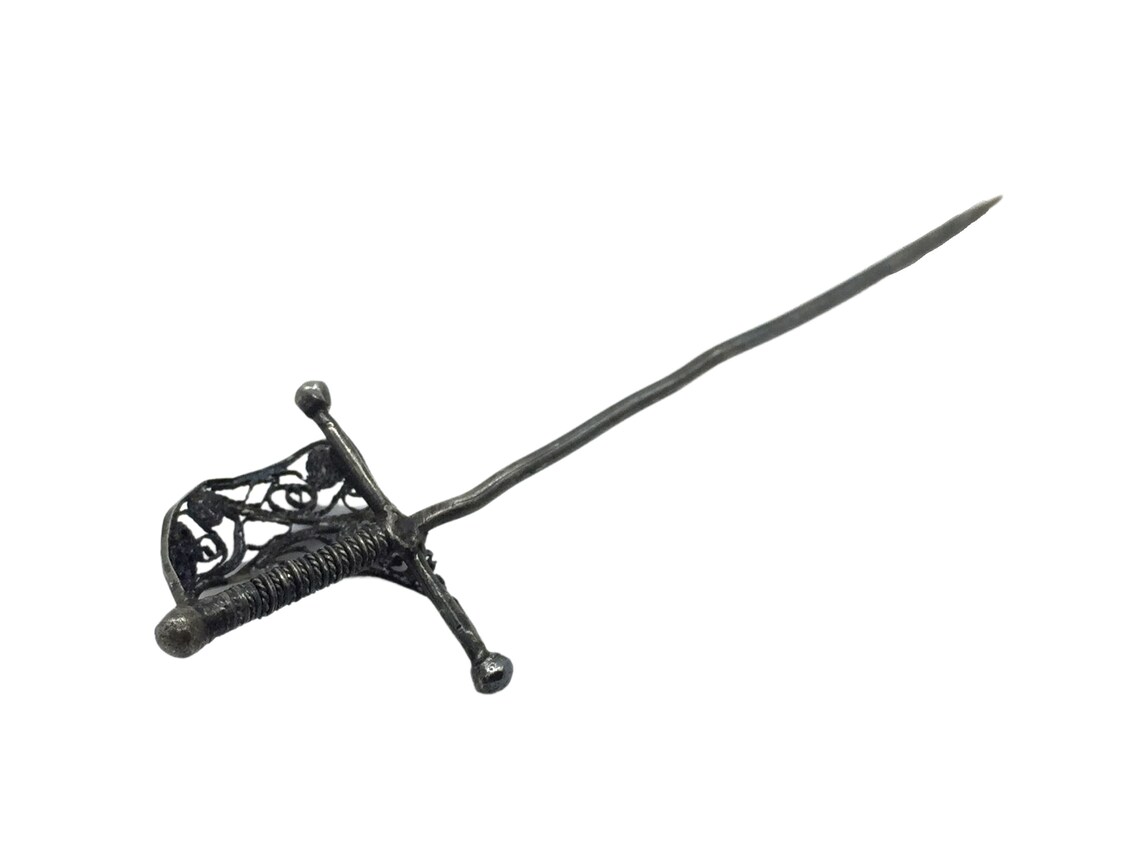 Antique Art Deco Sterling Silver Sword Filigree Stick Pin | Etsy