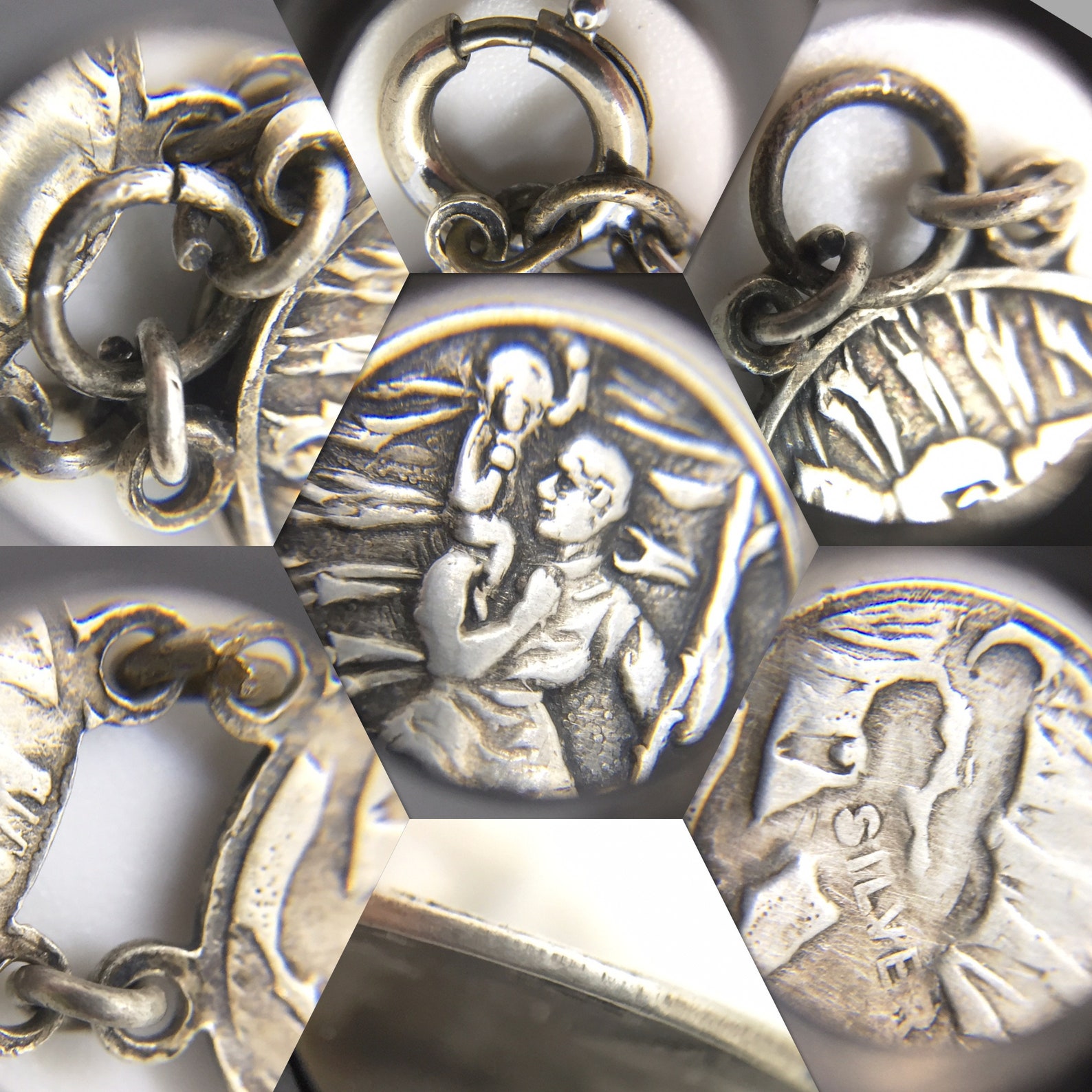Antique Art Deco Era Sterling Silver St Christopher Coin Link - Etsy