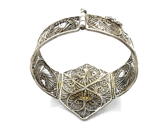 Antique Art Deco Egyptian Revival 800 Silver Filigree… - Gem