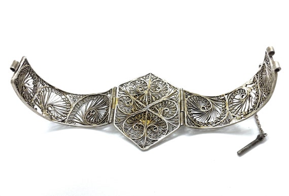 Antique Art Deco Egyptian Revival 800 Silver Filigree… - Gem