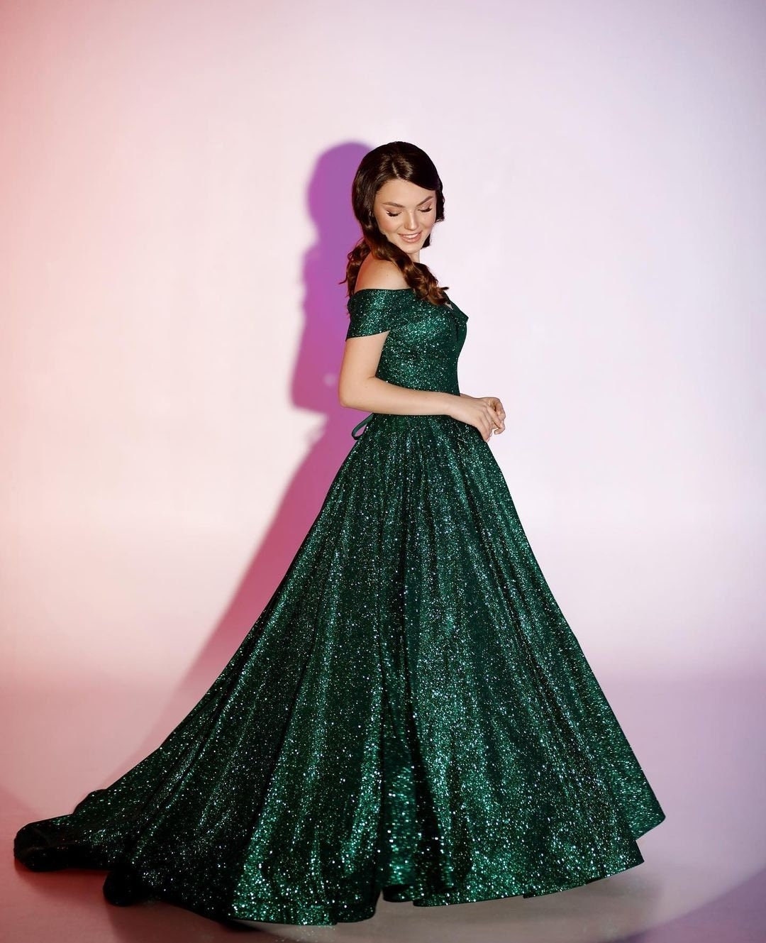 Chic Sparkly Evening Dress, Fluffy Sparkly Red Carpet Dress, off ...