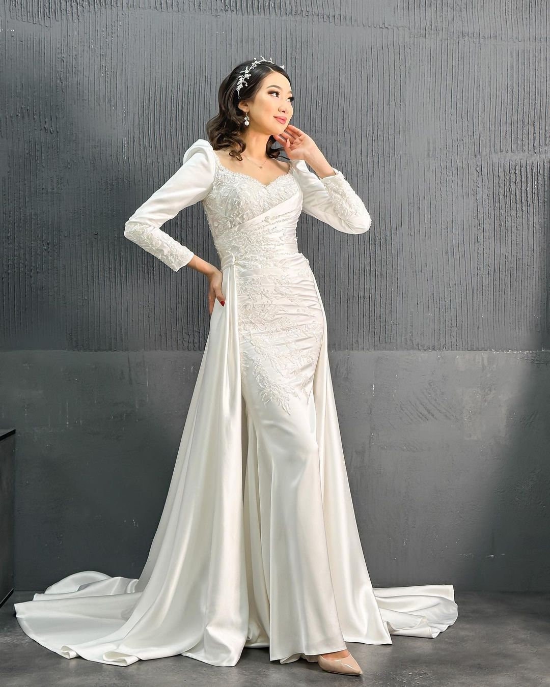 Gorgeous Mermaid Cut Wedding Dress, Mermaid Dress With Detachable Train ...