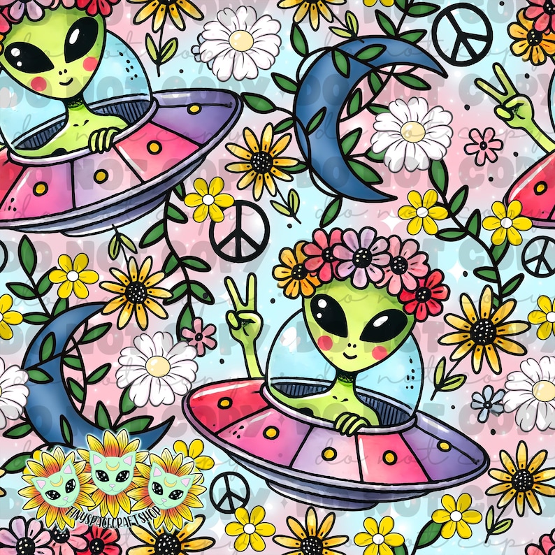 Groovy Alien SEAMLESS Png - Etsy