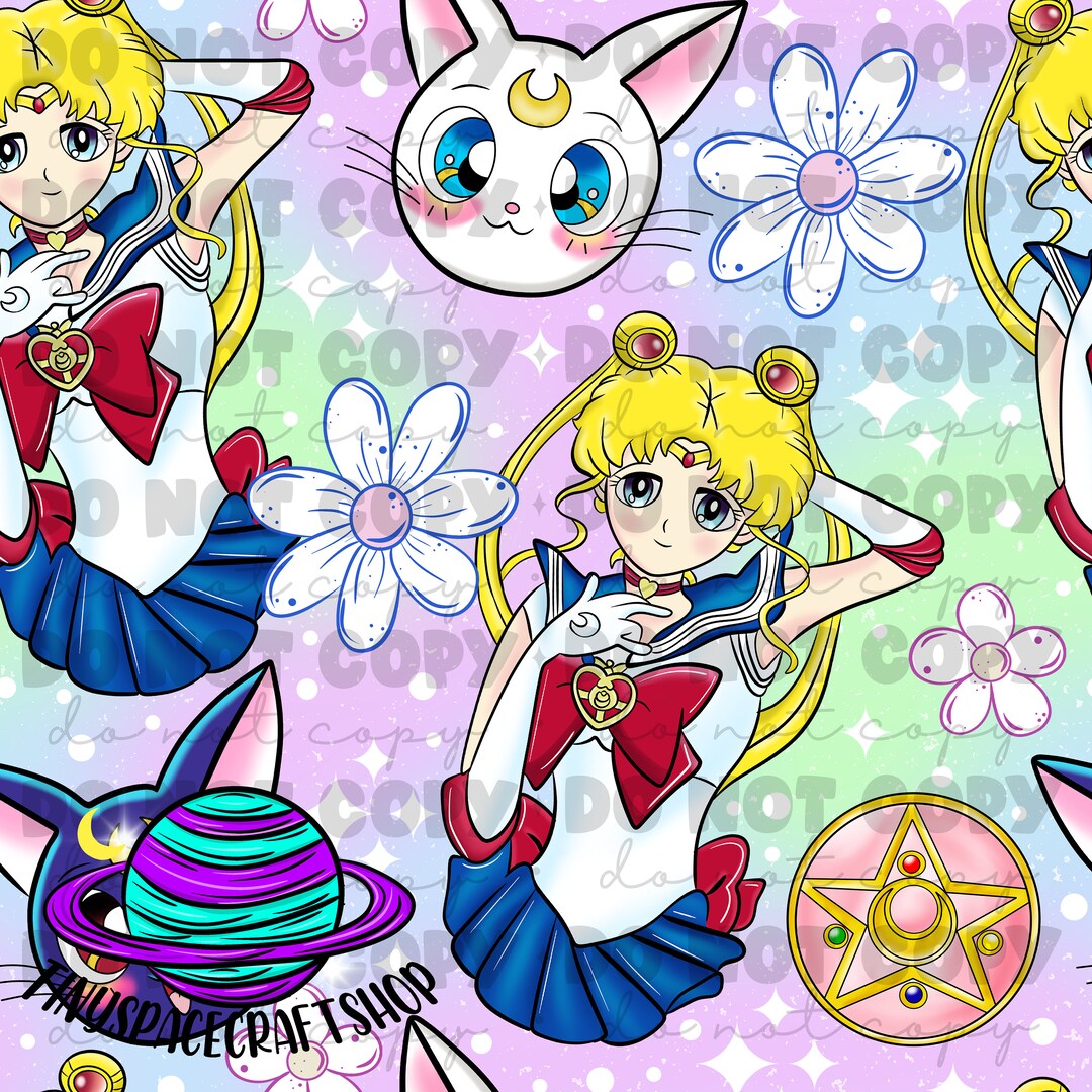 Cartoon Mond handgezeichnete SEAMLESS PNG - Etsy.de