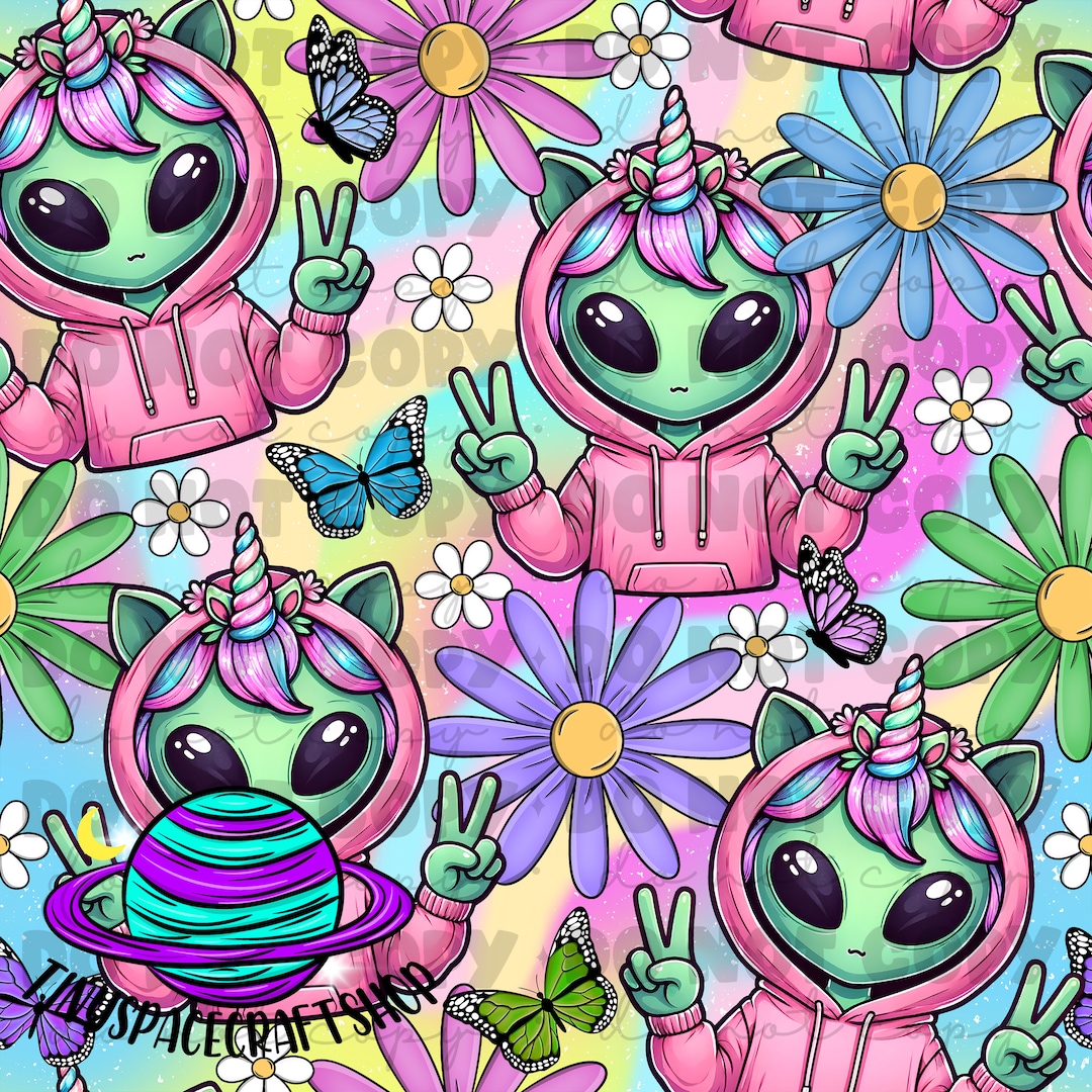 Alien Unicorn SEAMLESS PNG - Etsy