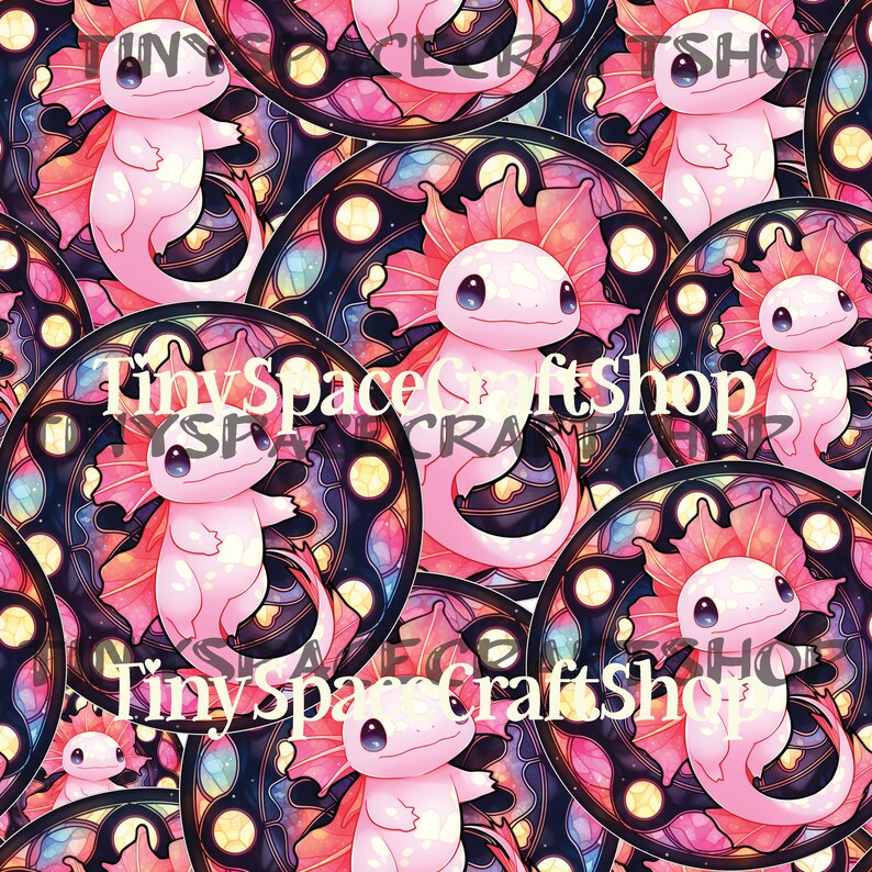 Axolotl Stained Glass SEAMLESS PNG - Etsy