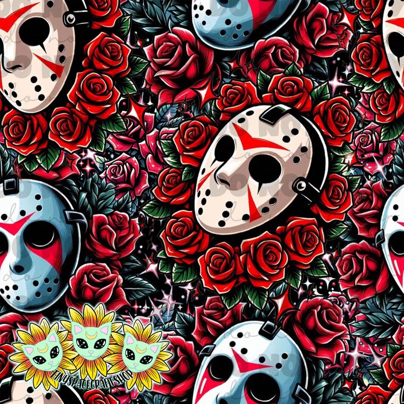 Halloween Jason Roses SEAMLESS Png - Etsy