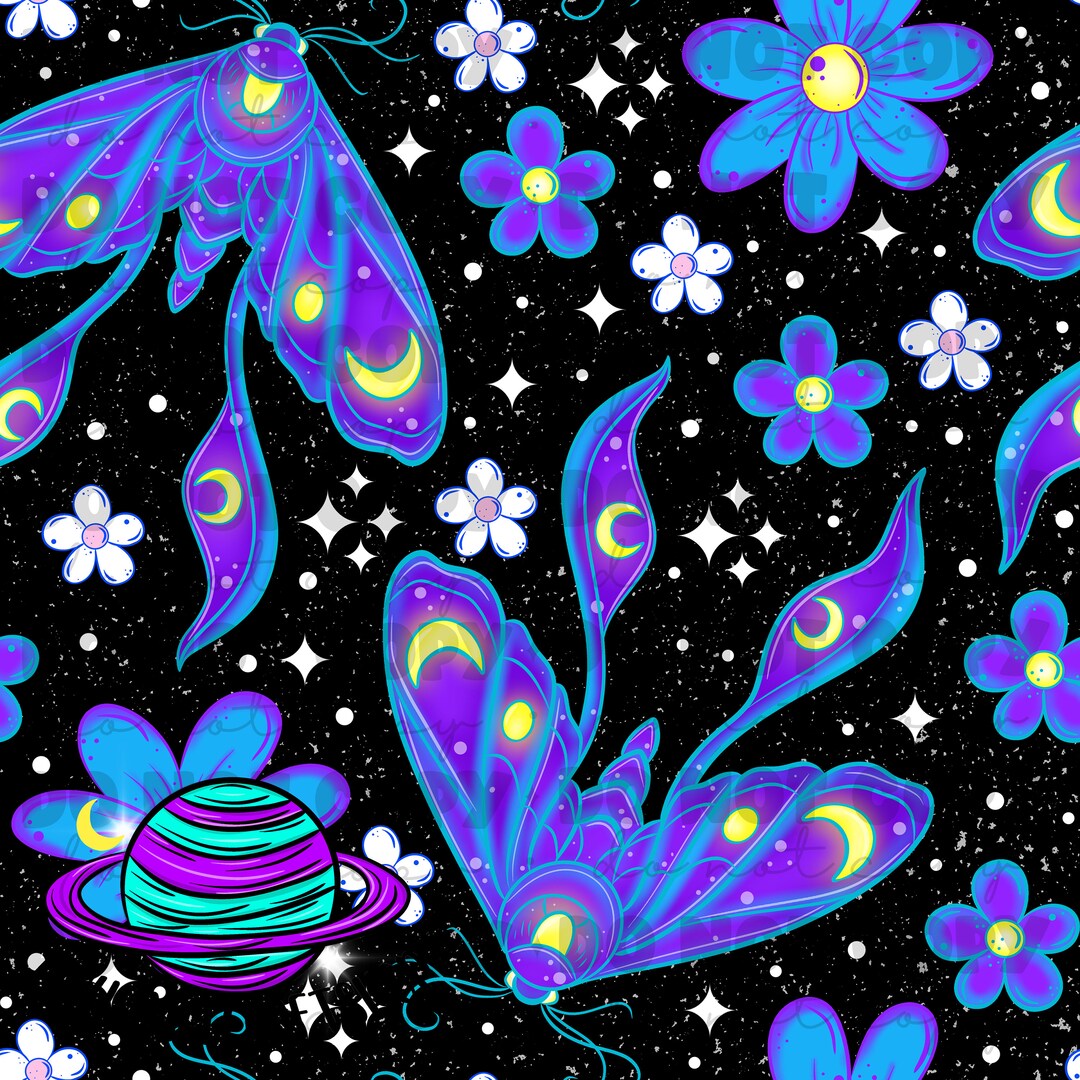 Lunar Moth Hand Drawn SEAMLESS PNG - Etsy