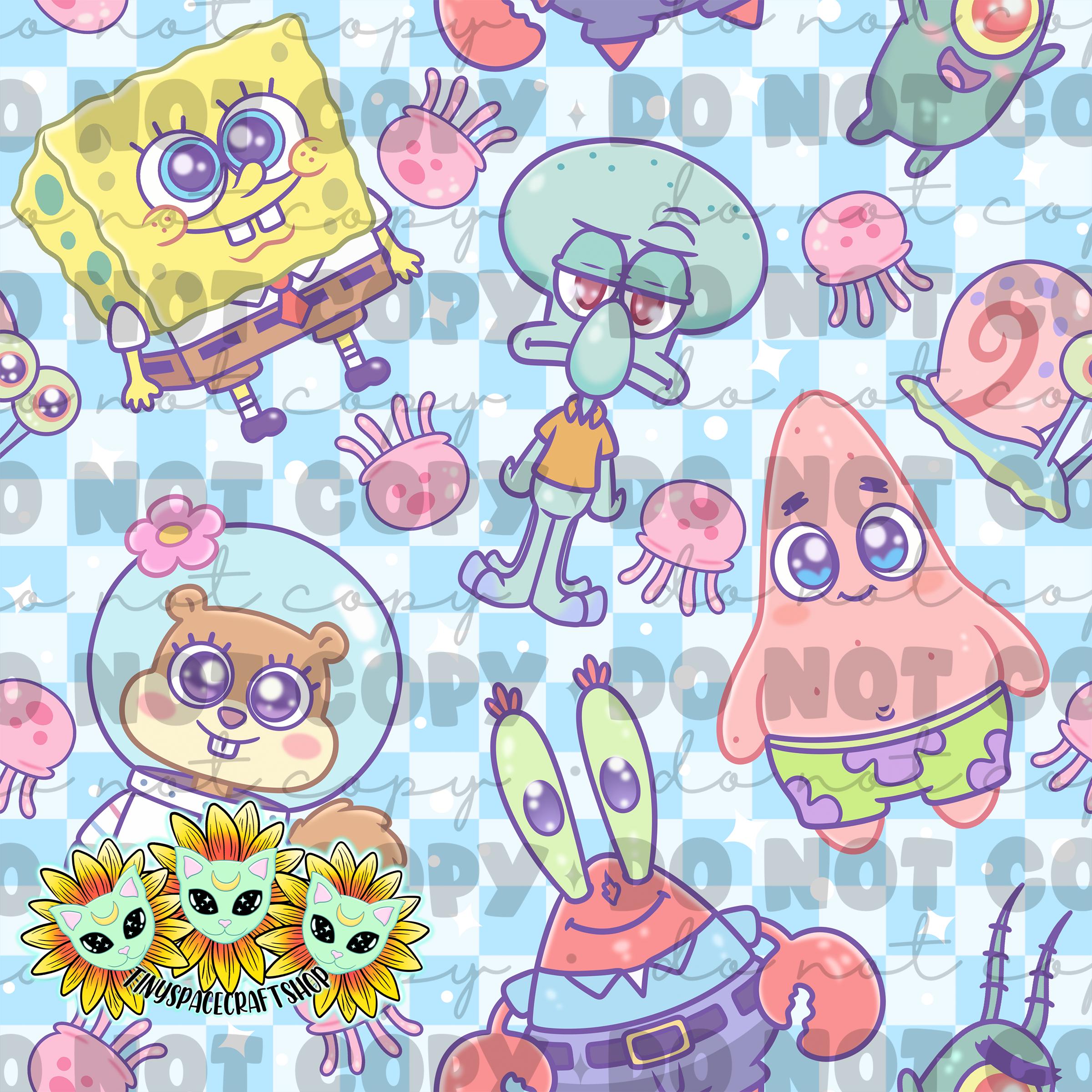 Sponge Cartoon Repeating Tiled Seamless Pattern - Etsy