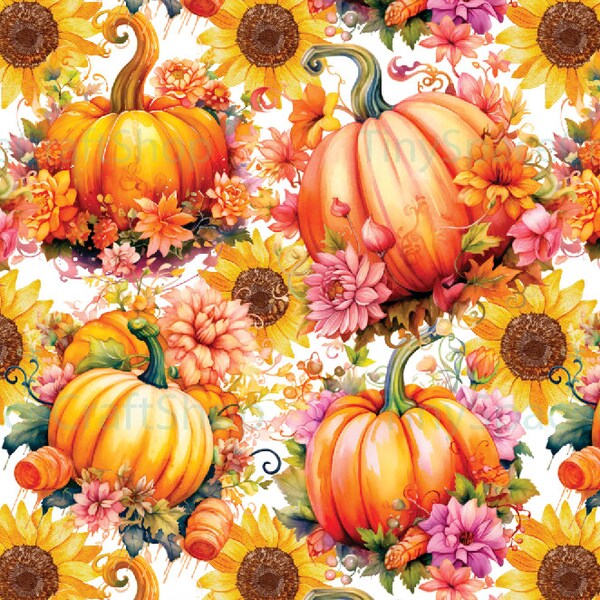 Sunflower Pumpkin Seamless - Etsy