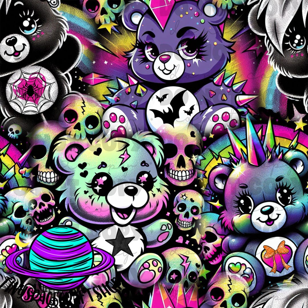 Goth Bears Tiles Repeating Seamless Pattern - Etsy