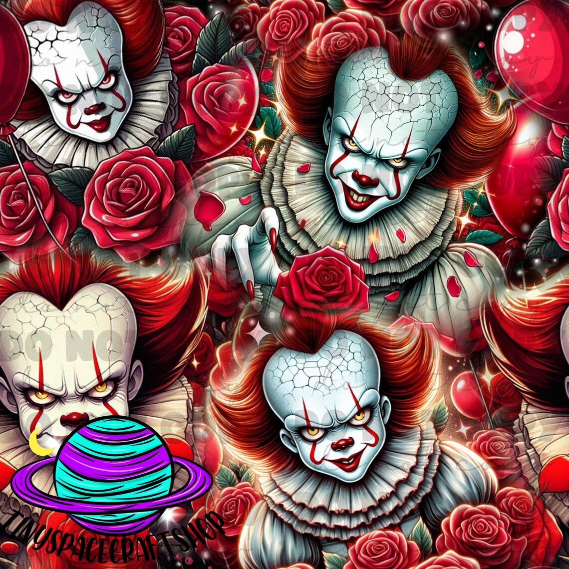 Halloween Clown Roses SEAMLESS Png - Etsy