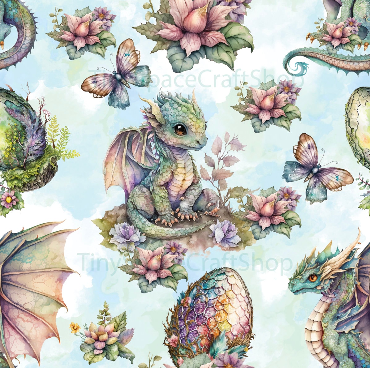 Pastel Dragon Seamless PNG - Etsy