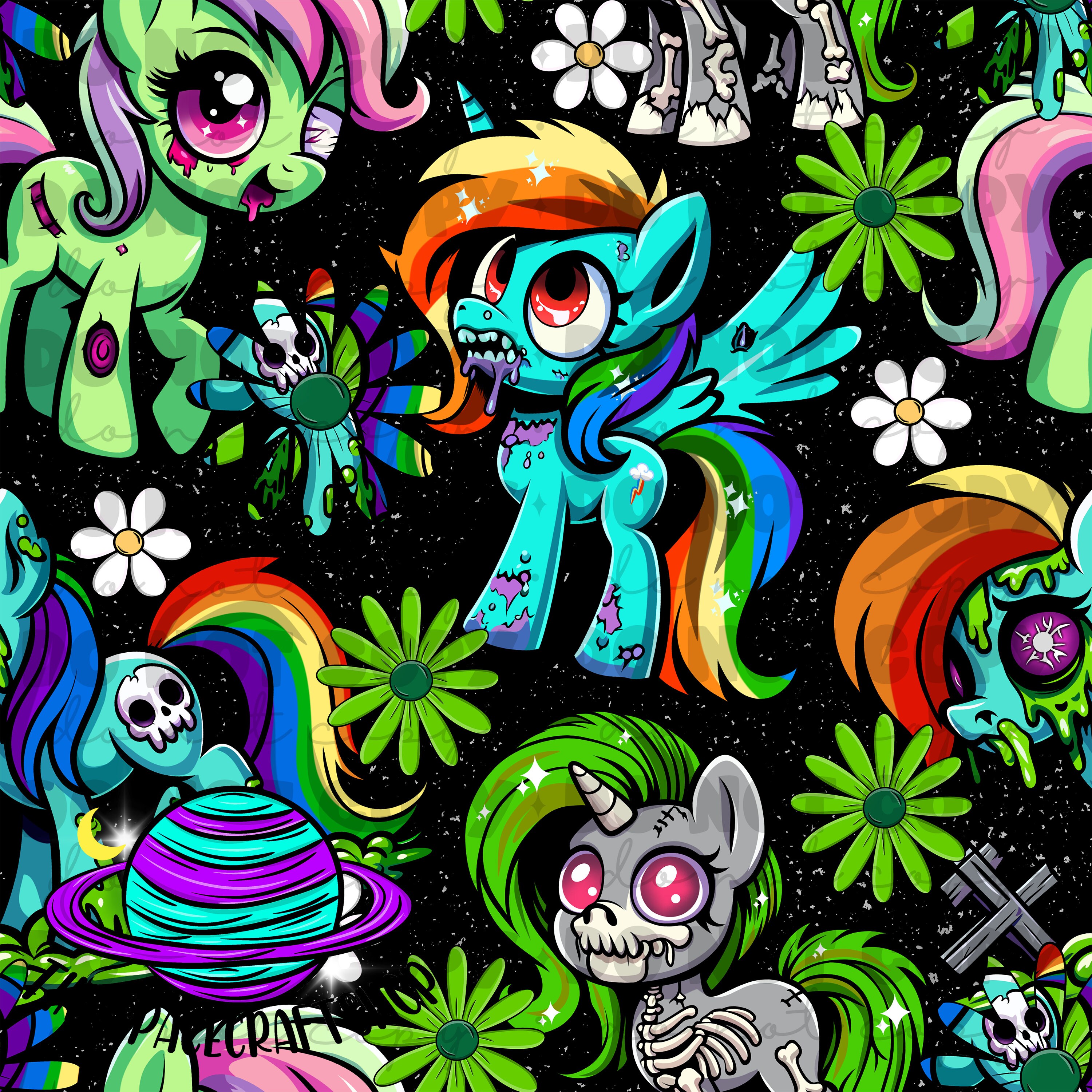 Zombie Pony SEAMLESS Png - Etsy