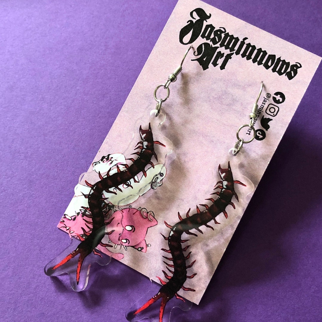 Centipede Acrylic Earrings - Etsy