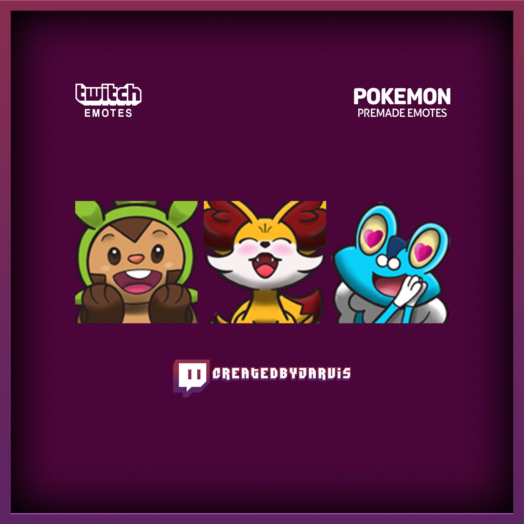 Pokemon Emotes for Twitch / Discord Gen 6 Pack Chespin, Fennekin, and ...