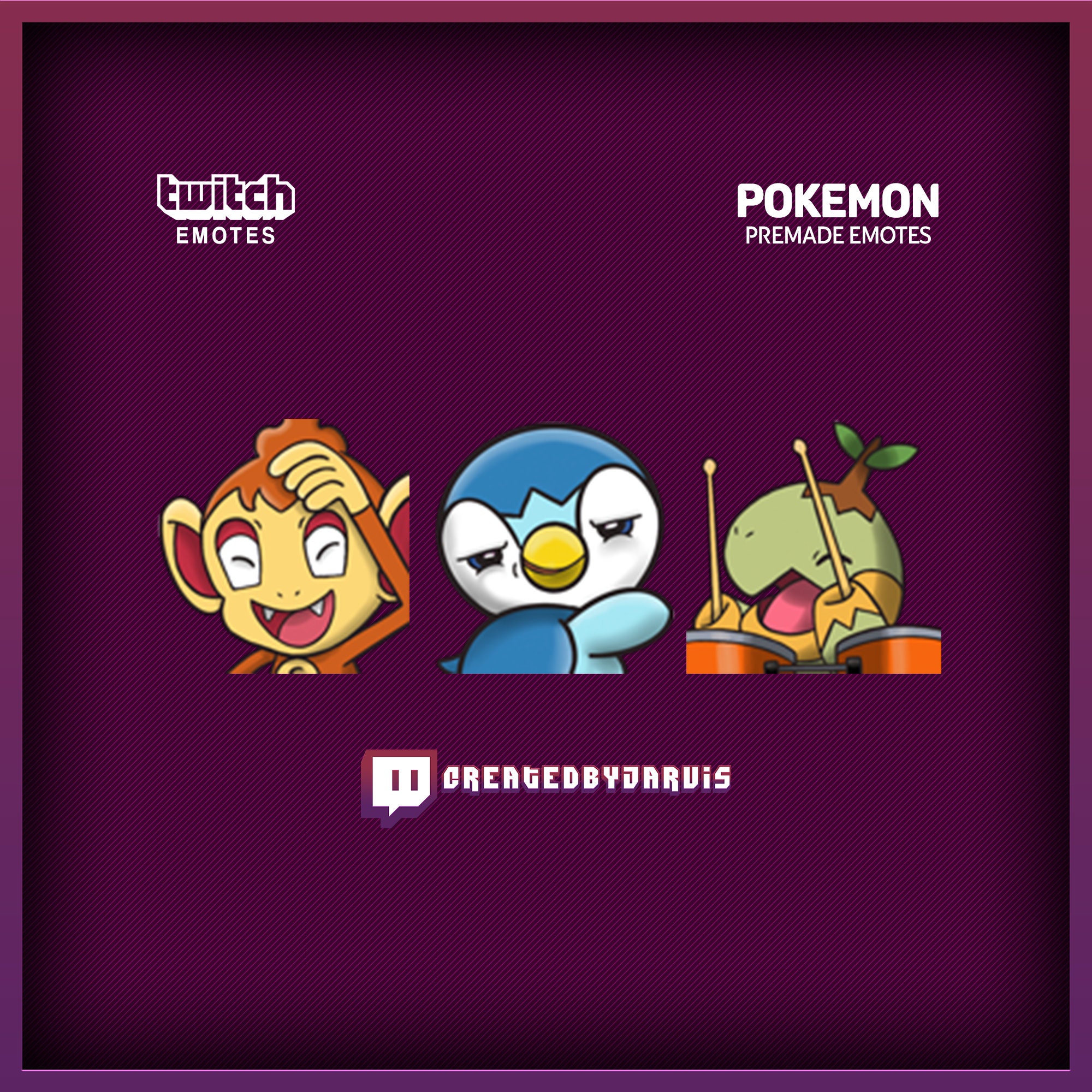 Pokemon Emotes for Twitch / Discord Gen 4 Pack Piplup, Turtwig, and ...
