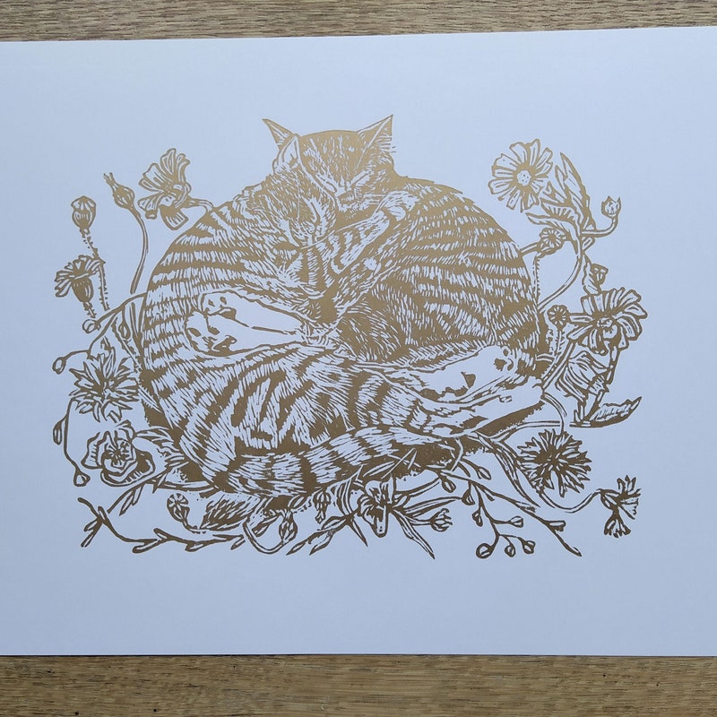 Tabby Cat Print Block - Etsy UK