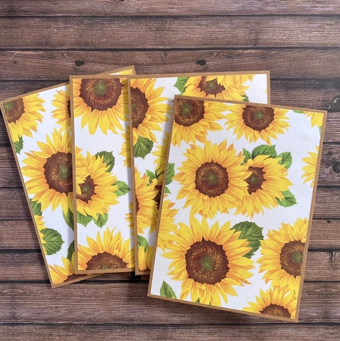 Set of 4 Handmade Sunflower Cards - Etsy