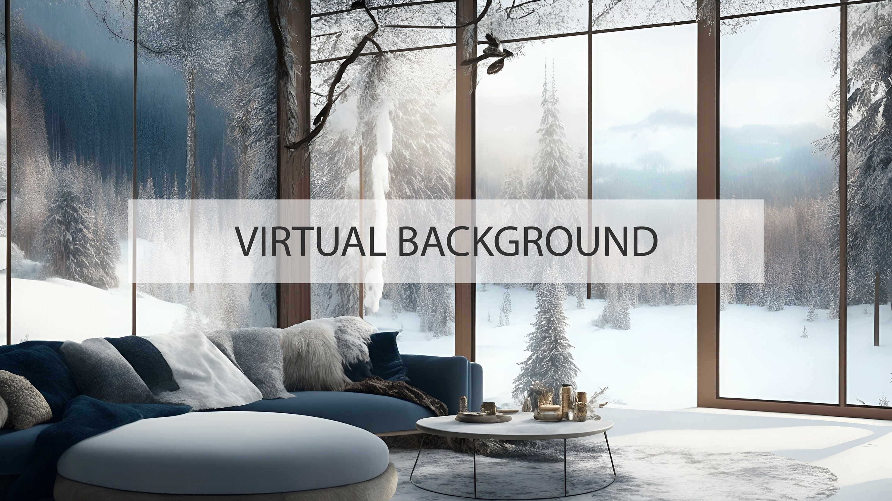 Virtual Backgrounds | Winter | Living Room Background | Backdrop - Etsy