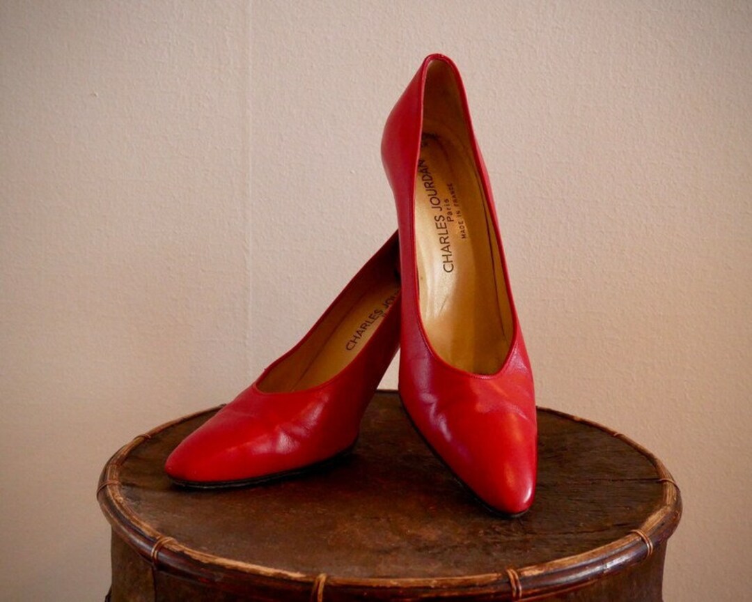 Original 1990s Charles Jourdan Paris! Vintage Pumps in Bright Red Size ...
