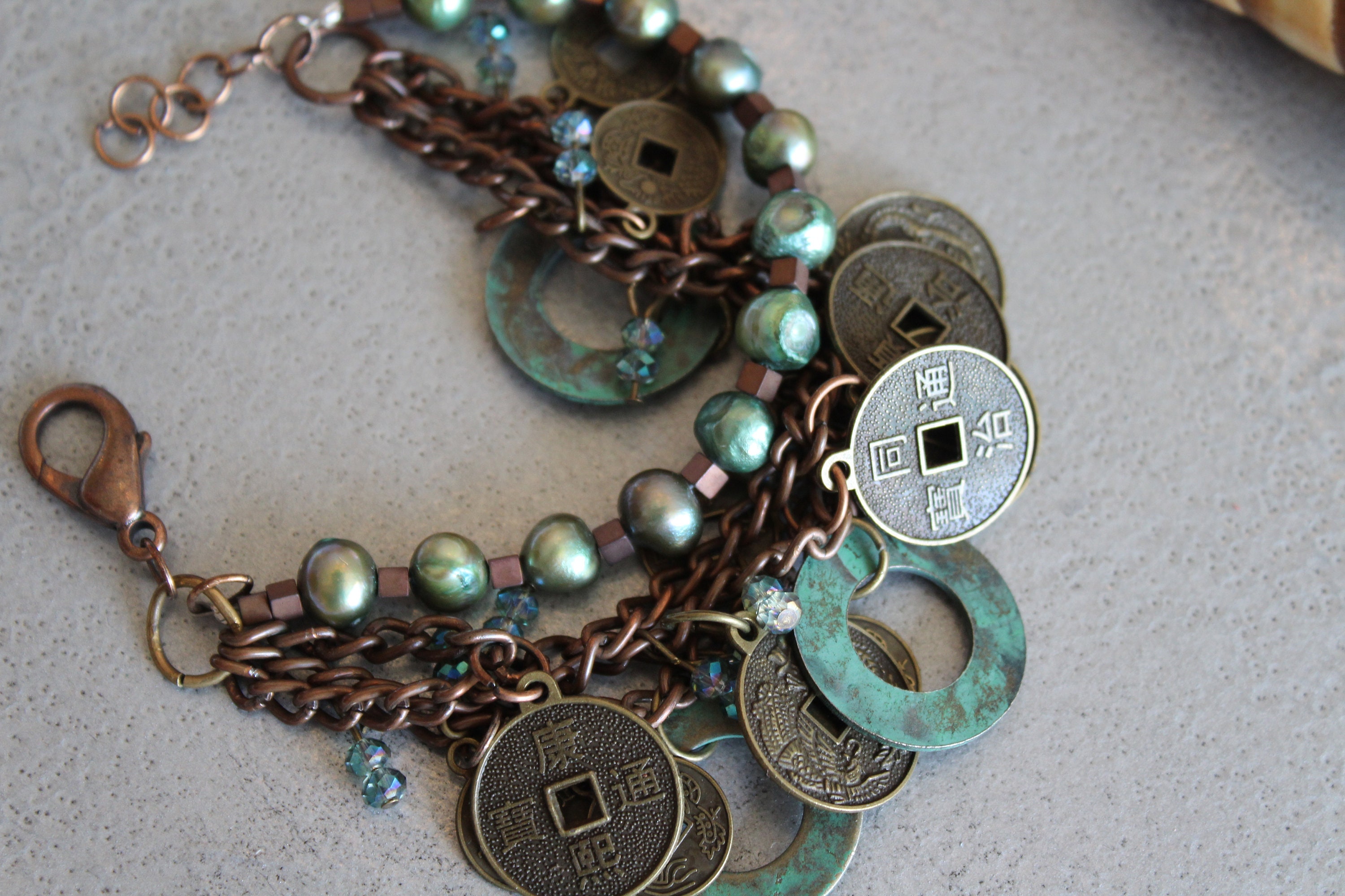 Charm Bracelet Chinese Coin Bracelet Feng Shui Lucky Chinese Coin ...