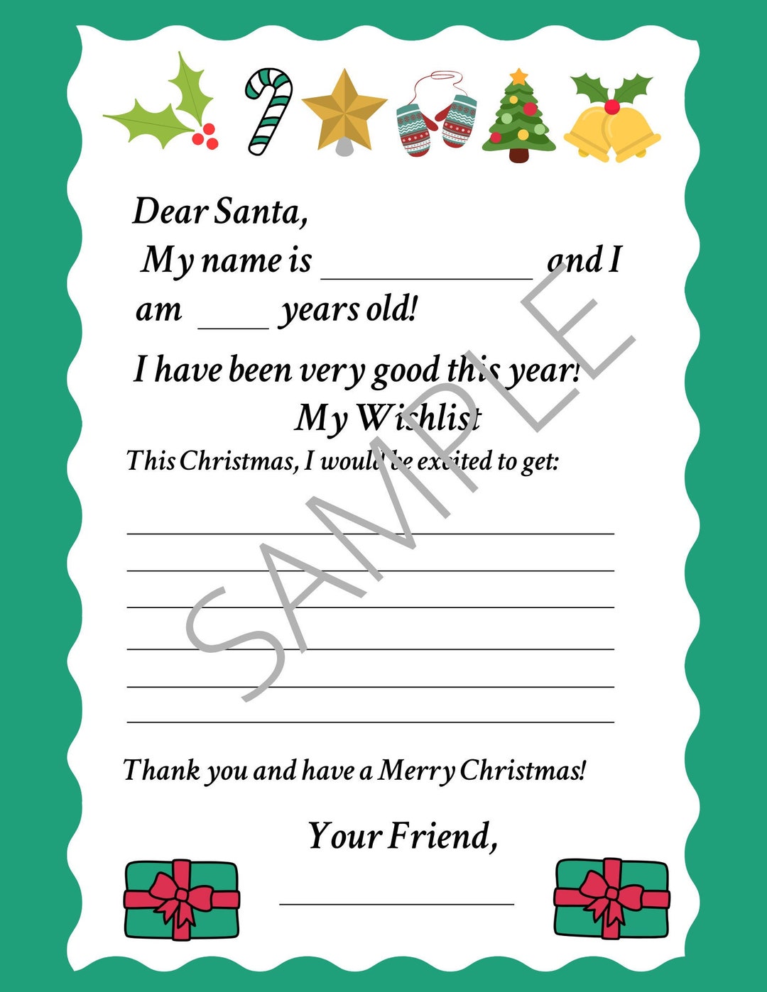 Letter to Santa, Christmas Wish List, Santa Claus Letter, Dear Santa ...