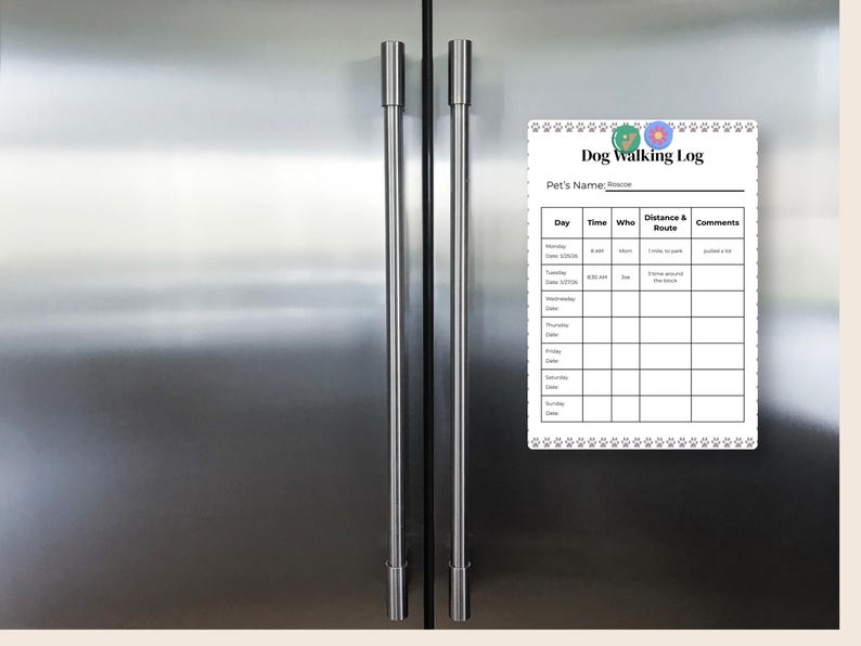 Printable Dog Walking Log: Pet Exercise Tracker (digital Download ...