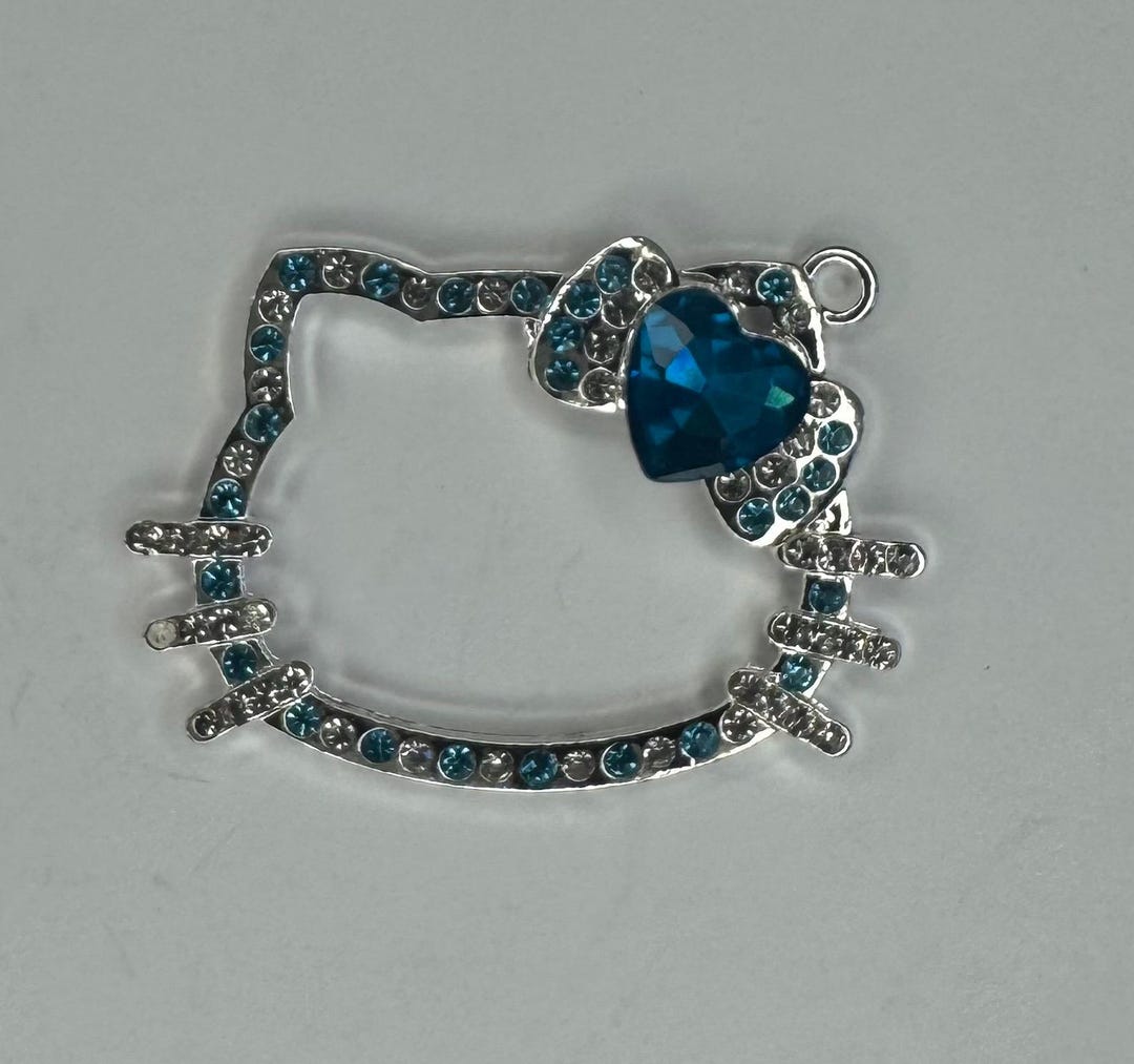 Rhinestone Hello Kitty Blue AB Pendant 40mm Zinc Alloy - Etsy
