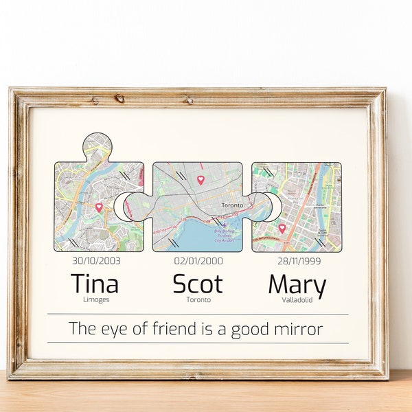 Custom Map Print, Couples First Date Map, Wedding Anniversary Gift - 60 ...