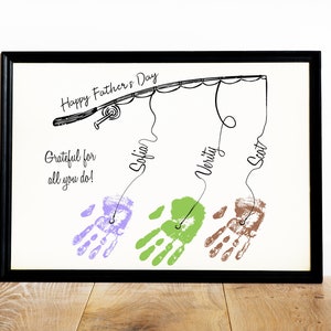 Fishing Handprint Sign DIY Kids Craft, Fathers Day Sign, Personalized ...