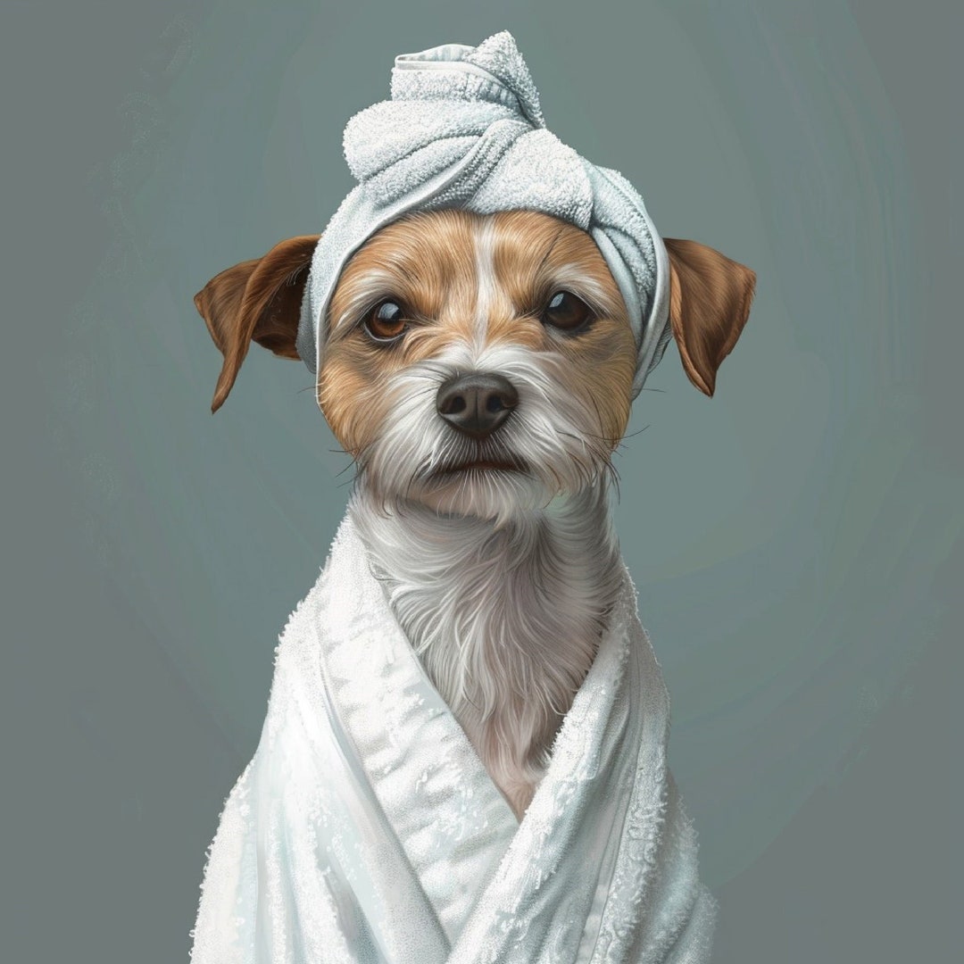 Custom Pet Portrait in Bathtub, Dog Bathroom, Funny Bathroom Art Print, Gift for Dog Owners ...