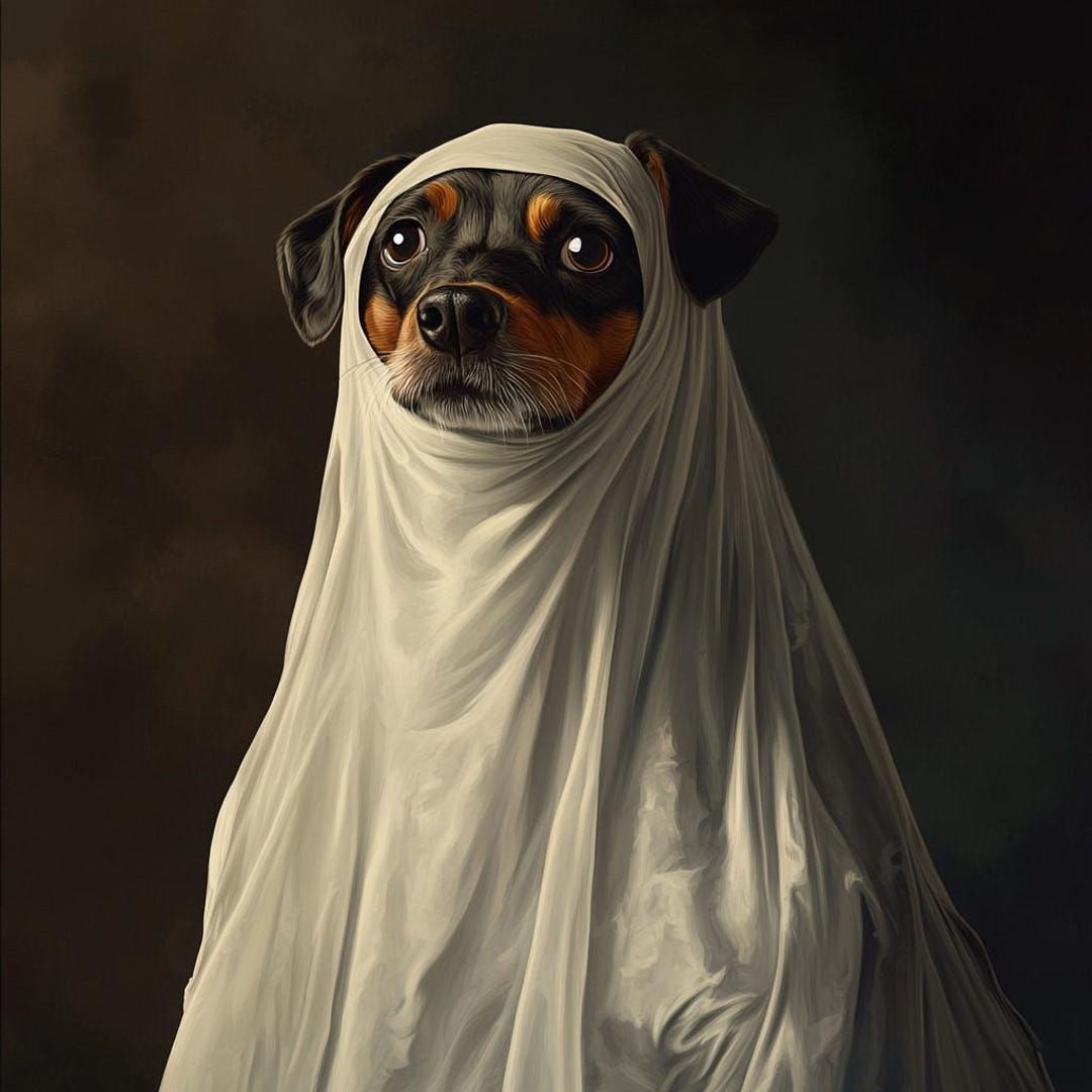 Ghost Dog Portrait, Ghosts Portrait Print, Custom Ghost Art, Halloween ...