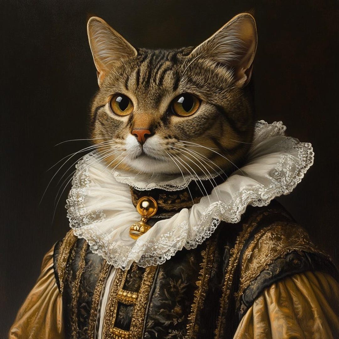 Custom Victorian Regal Cat Portrait, Renaissance Pet, Royal Dog ...