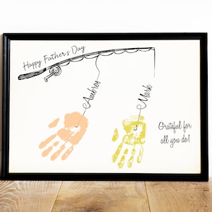 Fishing Handprint Sign DIY Kids Craft, Fathers Day Sign, Personalized ...