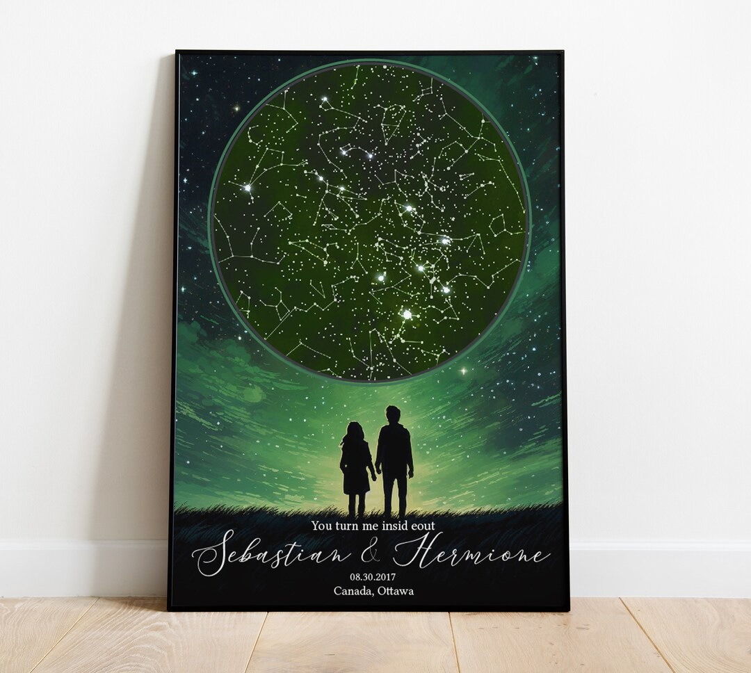 Sky Map, Custom Star Map Print, Anniversary Gift for Her Him, Romantic Gift, the Night We Met ...
