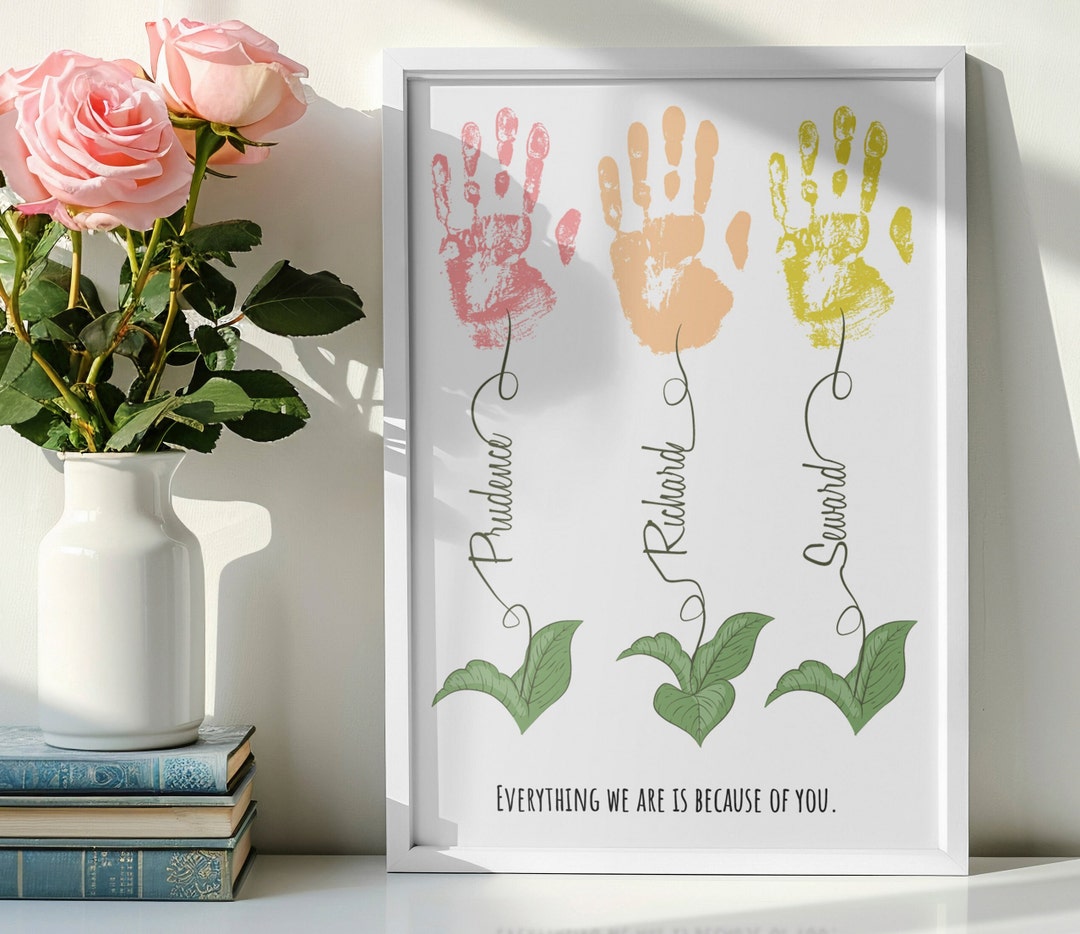 Hand Print Flower Name Sign, Mothers Day Gift for Mom, Craft for Babies ...