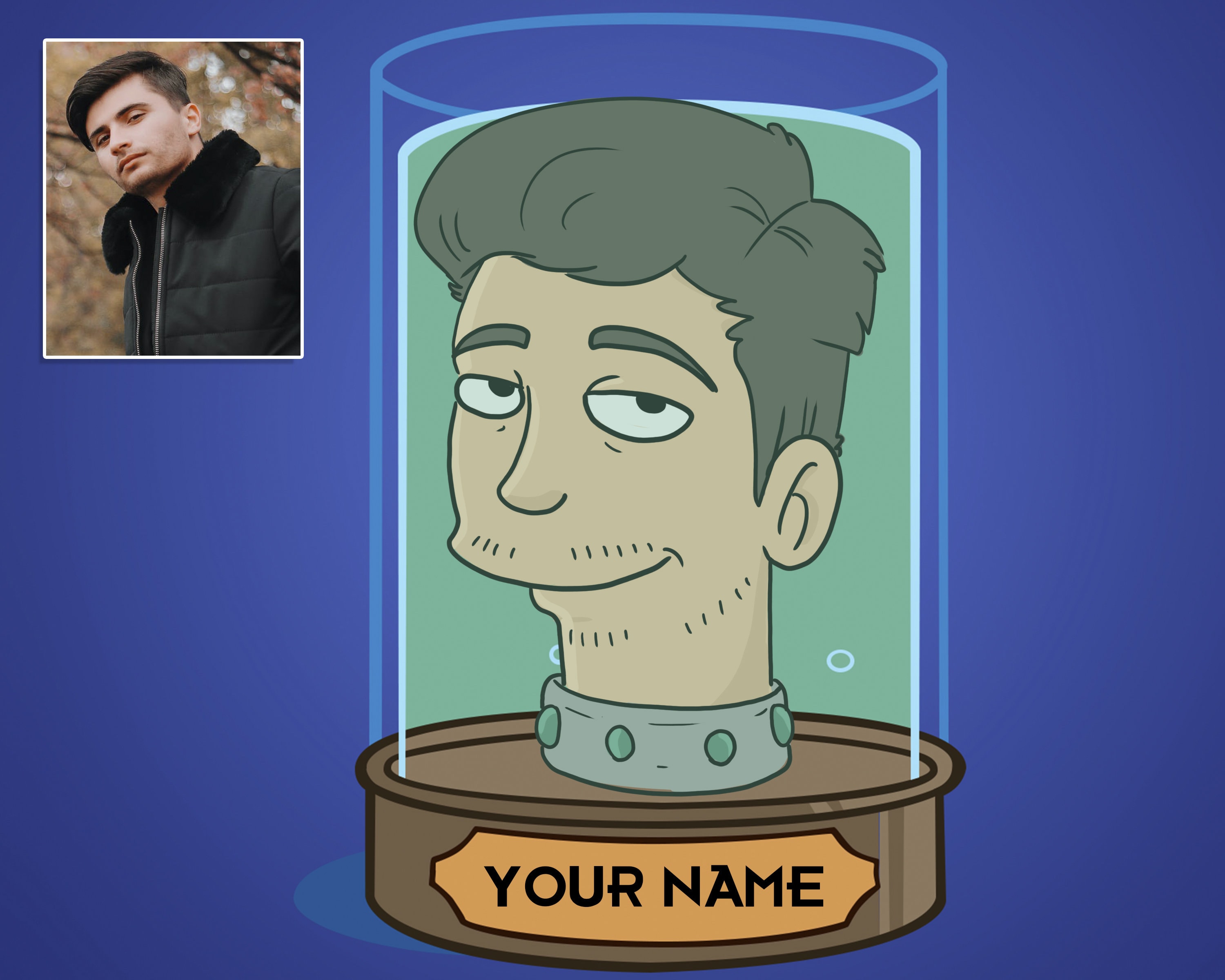 Head in a Jar Art Gift for Couple Portrait, Custom Futurama Portrait ...