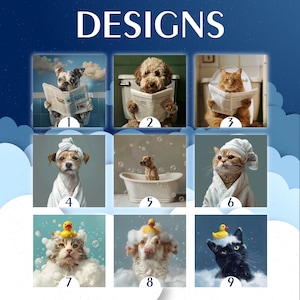 Custom Pet Portrait in Bathtub, Dog Bathroom, Funny Bathroom Art Print ...