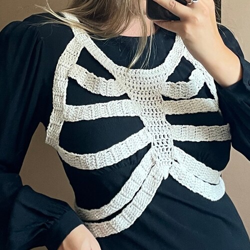 Crochet Skeleton Corset Crochet Halloween Skeleton Top - Etsy