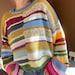 Crochet Colorful Sweater, Striped Patchwork Sweater, Big Sleeves Warm ...