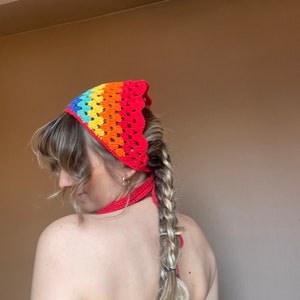 Crochet Pride Month Bandana, Unisex Rainbow Headband, Colorful Head ...