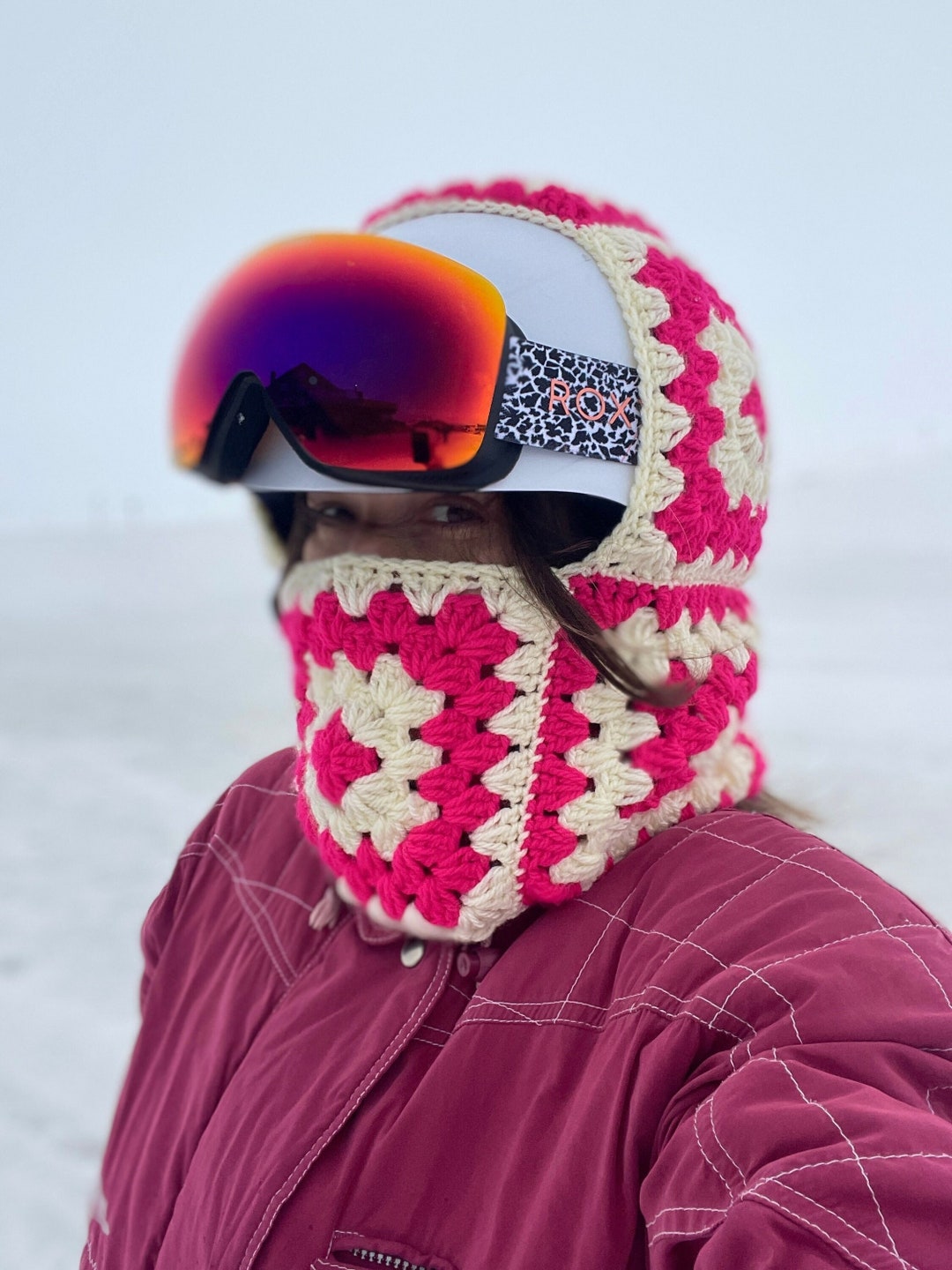 Crochet Balaclava Mask Over Helmet, Unisex Handmade Snow Mask, 6 ...